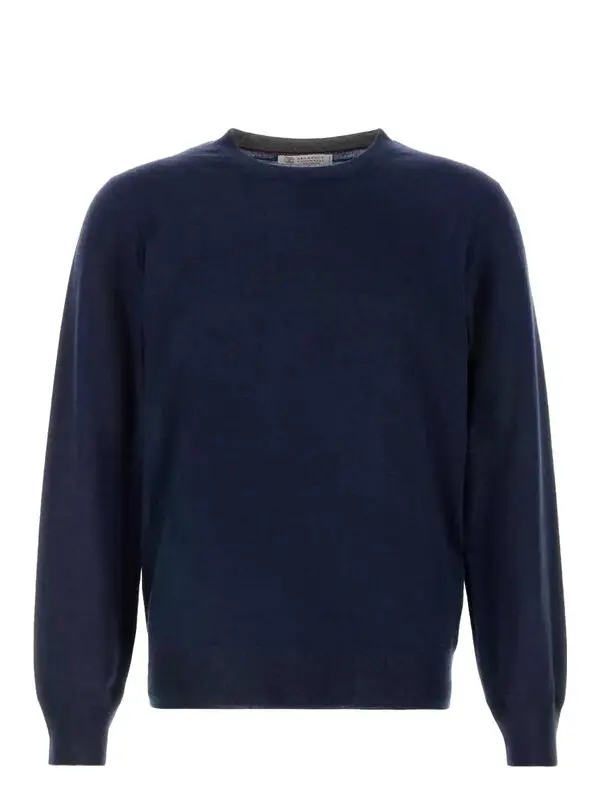 Brunello Cucinelli Crew Neck Fine Knit Sweater - Blue