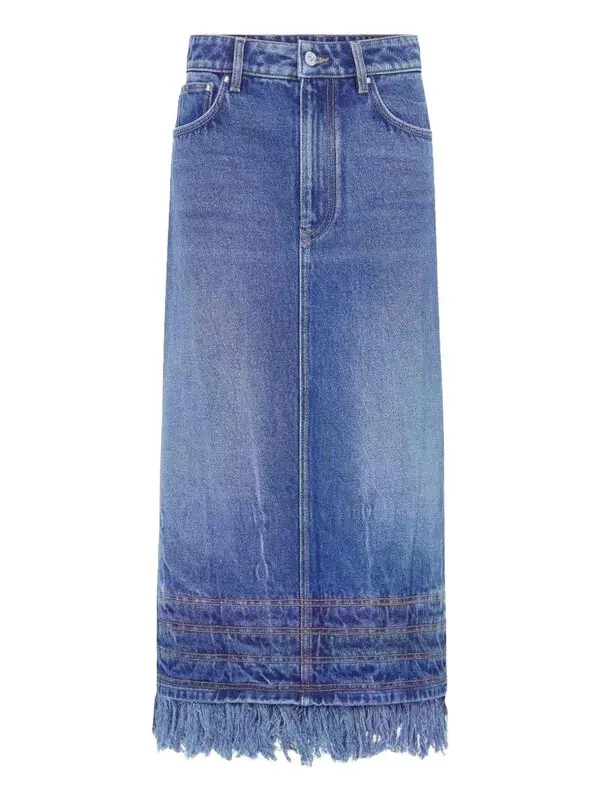 Rabanne Fringe Detail Midi Skirt - Blue