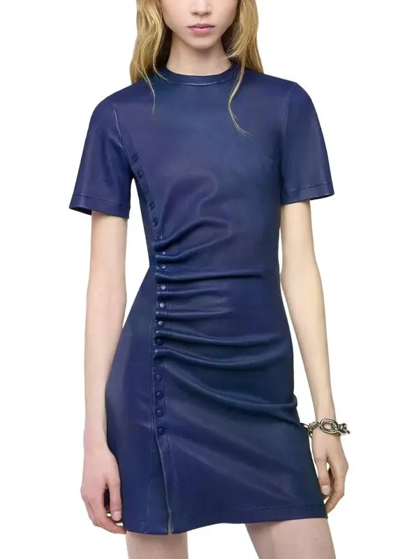 Rabanne Ruched Snap-button Mini Dress - Blue