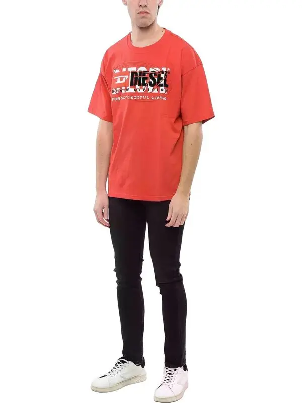 DIESEL® T-shirt With Layered Logos - Red