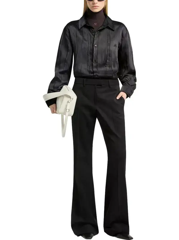 COURREGES Crinkled Satin Shirt - Black