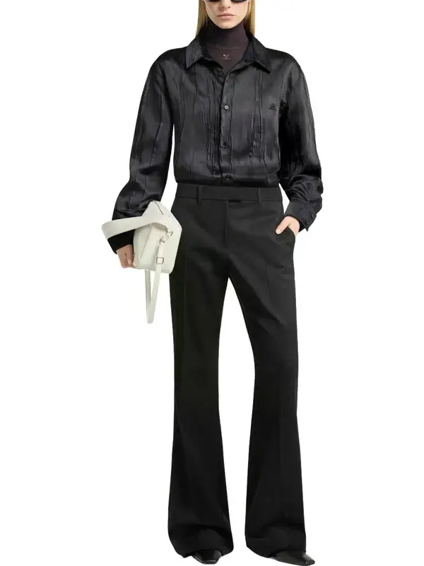 COURREGES Crinkled Satin Shirt - Black