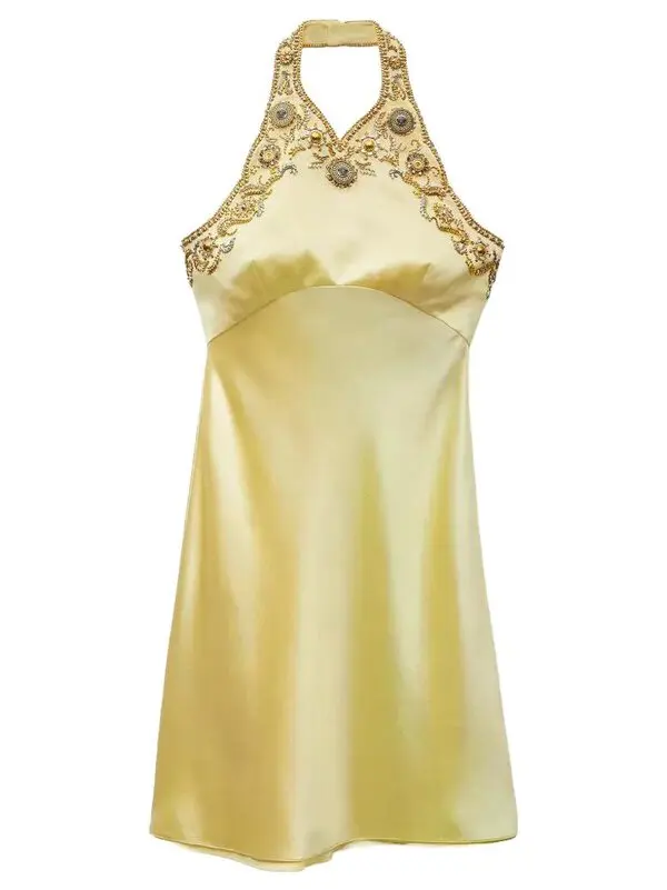 Versace Embellished Mini Dress - Yellow