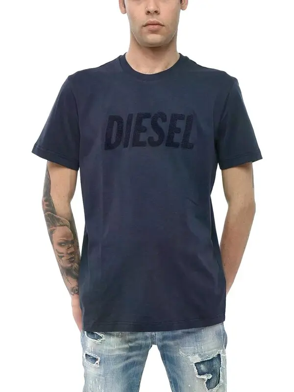 DIESEL® Logo-patch Jersey T-shirt - Blue