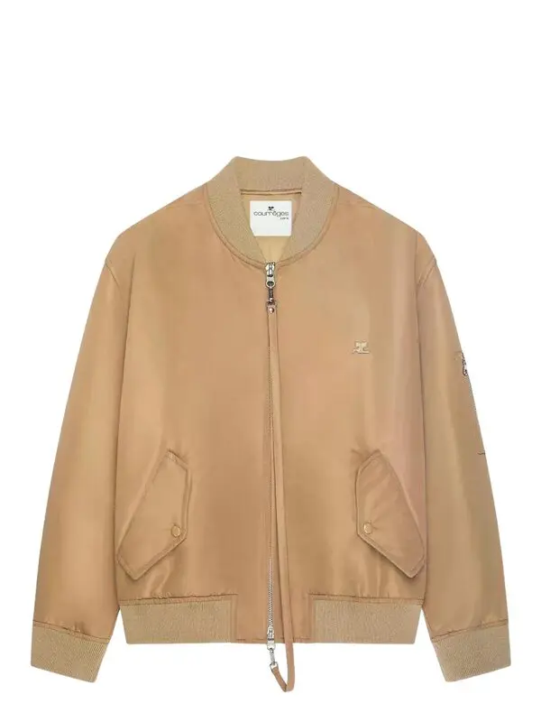 COURREGES Logo-embroidered Bomber Jacket - Neutrals