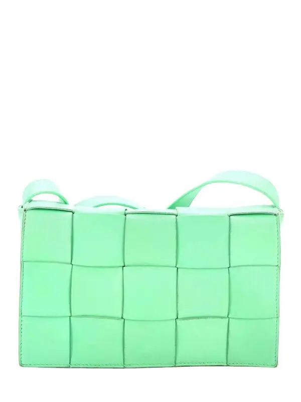 Bottega Veneta Cassette Maxi Intrecciato Leather Crossbody Bag - Green