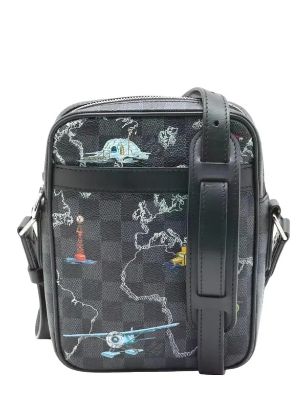 LOUIS VUITTON Damier Graphite Renaissance Map Danube Slim Pm Crossbody Bag - Black