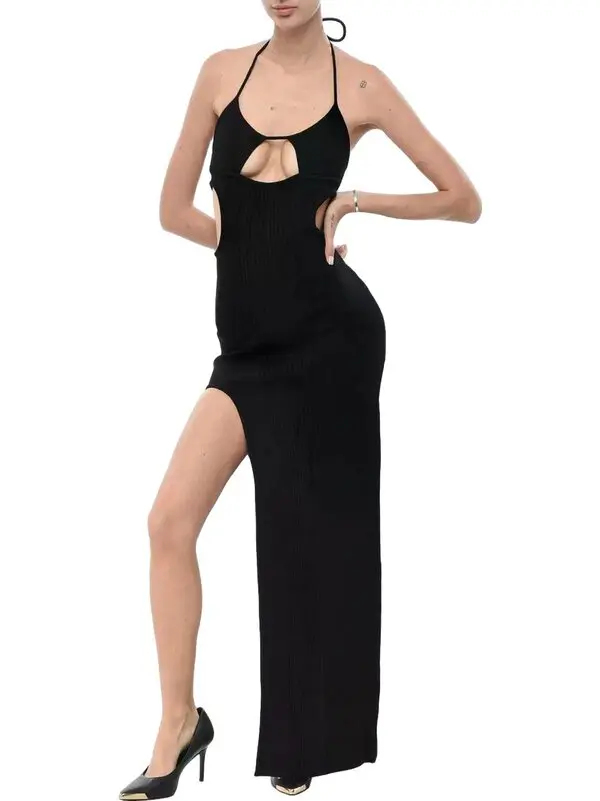 Off-White Cut-out Peony Maxi Dress - Black