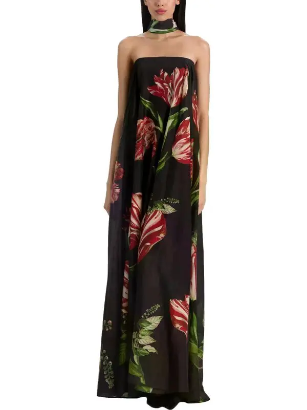 Alice + Olivia Floral-print Maxi Dress - Black