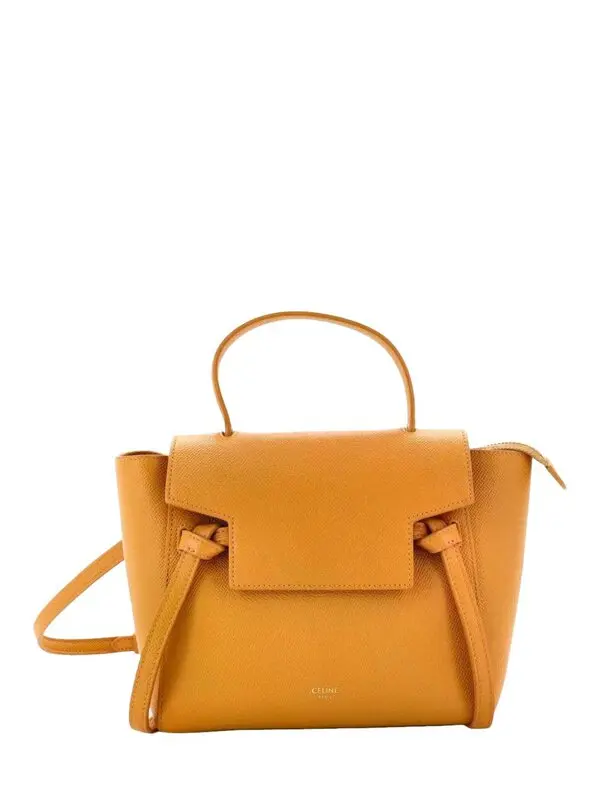 Celine Belt Bag Textured Leather Nano Shoulder Bag - Yellow