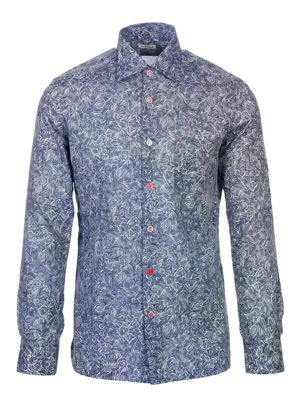 Kiton Floral-print Long-sleeve Shirt - Blue