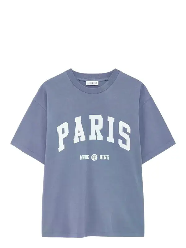 ANINE BING Cade T-shirt Paris University Washed - Blue