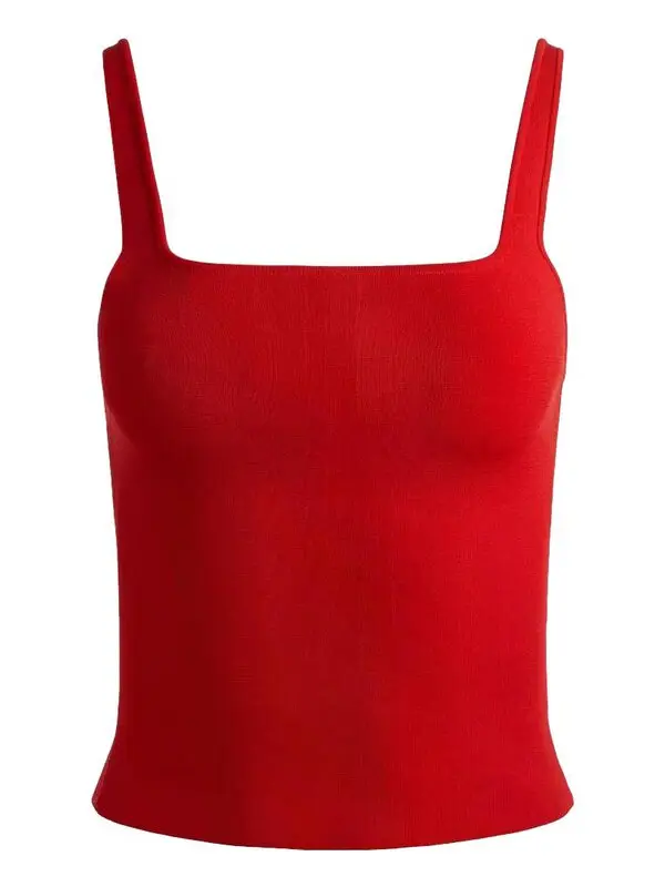 Alice + Olivia Devin Square-neck Ribbed Knit Top - Red