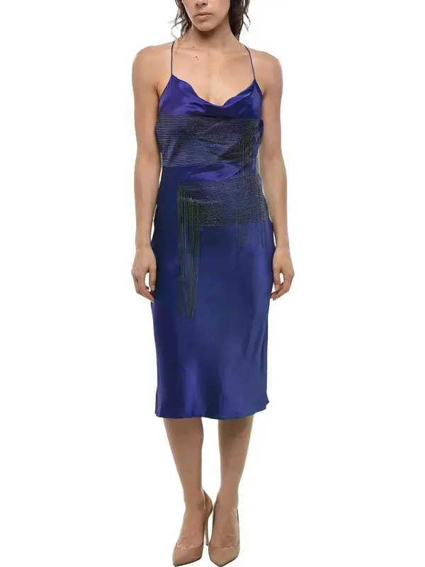 Stella McCartney Chain-embellished Satin Slip Dress - Blue