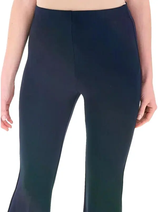 VICOLO Navy Stretch Flared Leg Trousers - Blue