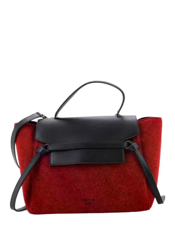 Celine Belt Bag Felt And Leather Mini Satchel - Red