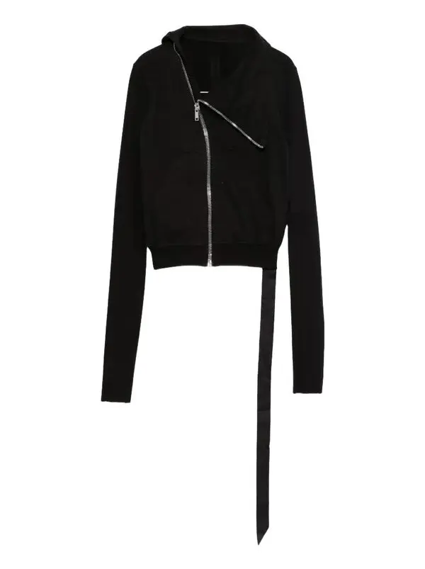 Rick Owens Asymmetrical Zip Hooded Sweatshirt - Black