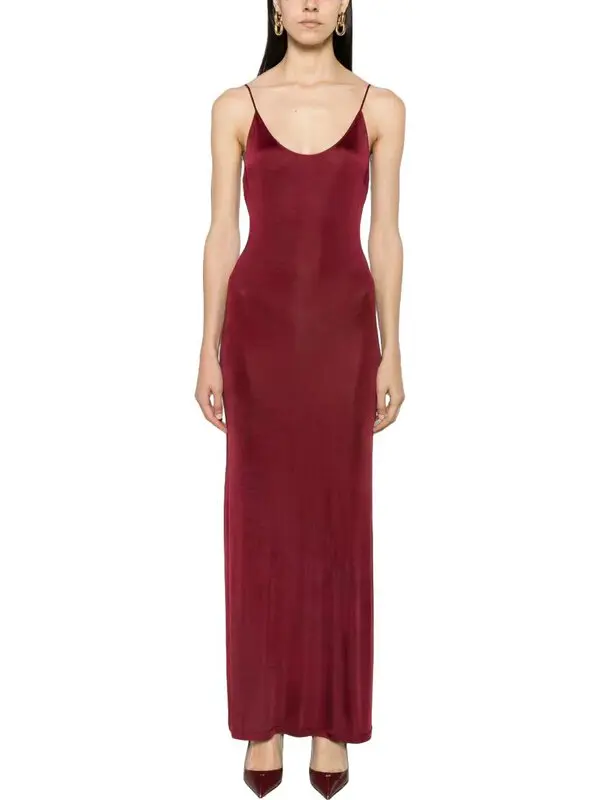 Saint Laurent Chain-link Strap Maxi Dress - Red