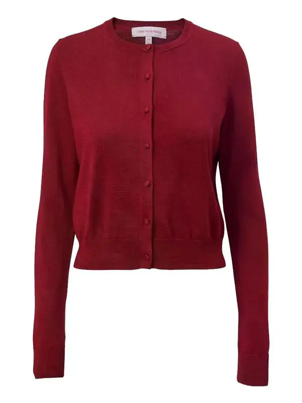 Carolina Herrera Crew Neck Button-up Cardigan - Red
