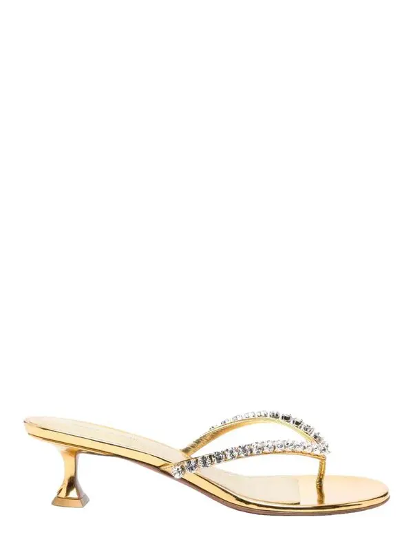 Amina Muaddi Gigi Embellished Heeled Sandals - Gold