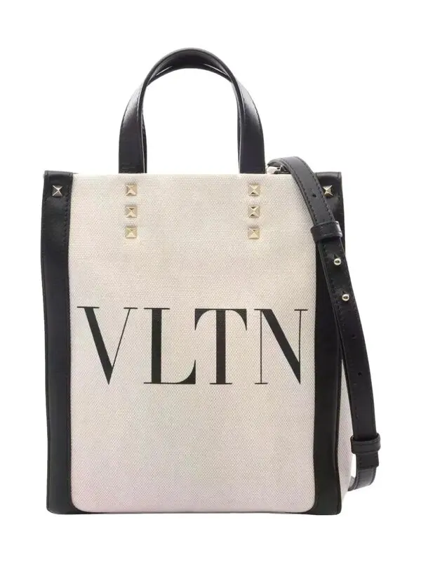 Valentino Garavani Vltn Logo Rockstud Tote Bag - Neutrals