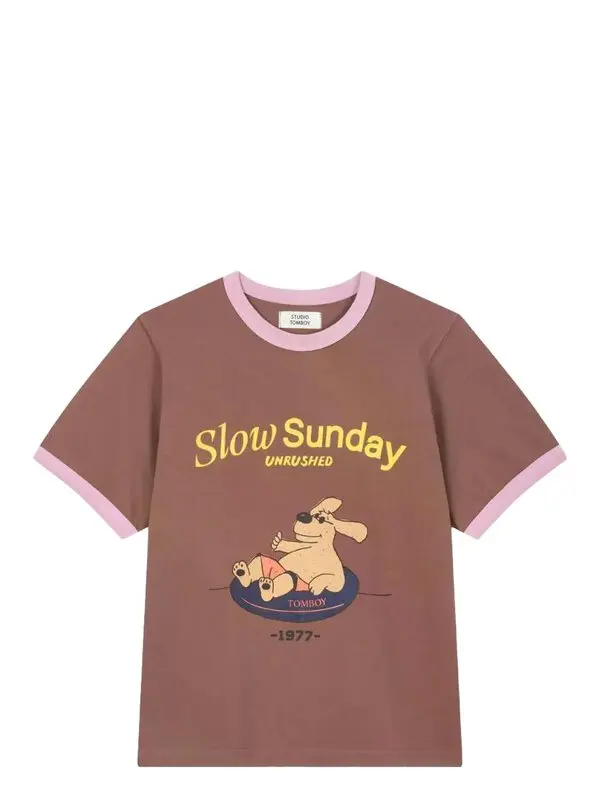 STUDIO TOMBOY Graphic Print T-shirt - Brown