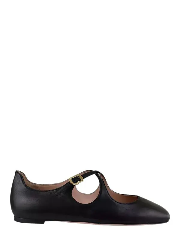 Bally Ballerina Flats In Leather With Criss-cross Straps - Black