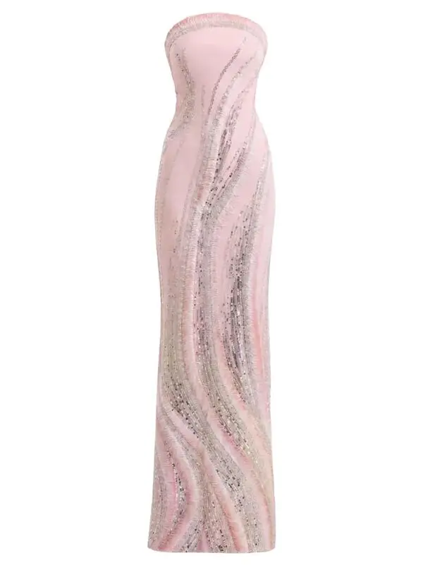 GEMY MAALOUF Beaded Sequin-embellished Maxi Dress - Pink