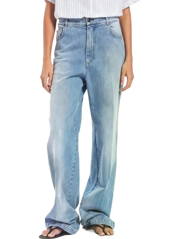 Barena Venezia Washed-denim Pressed-crease Jeans - Blue