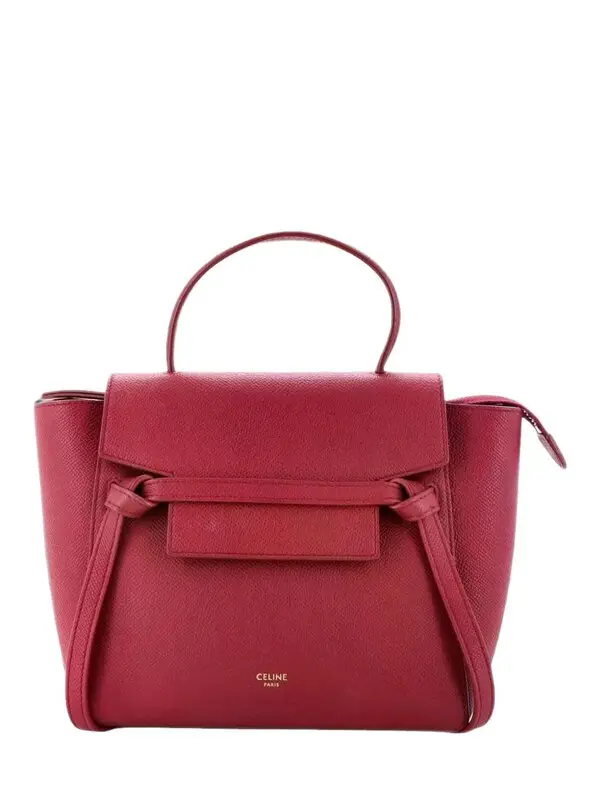 Celine Textured Leather Nano Belt Bag - Red