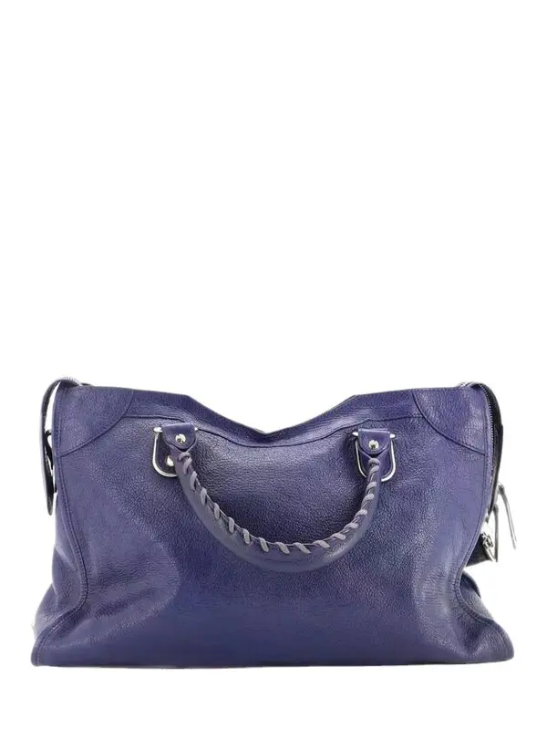 Balenciaga Classic Metallic Edge Leather Satchel Bag - Blue