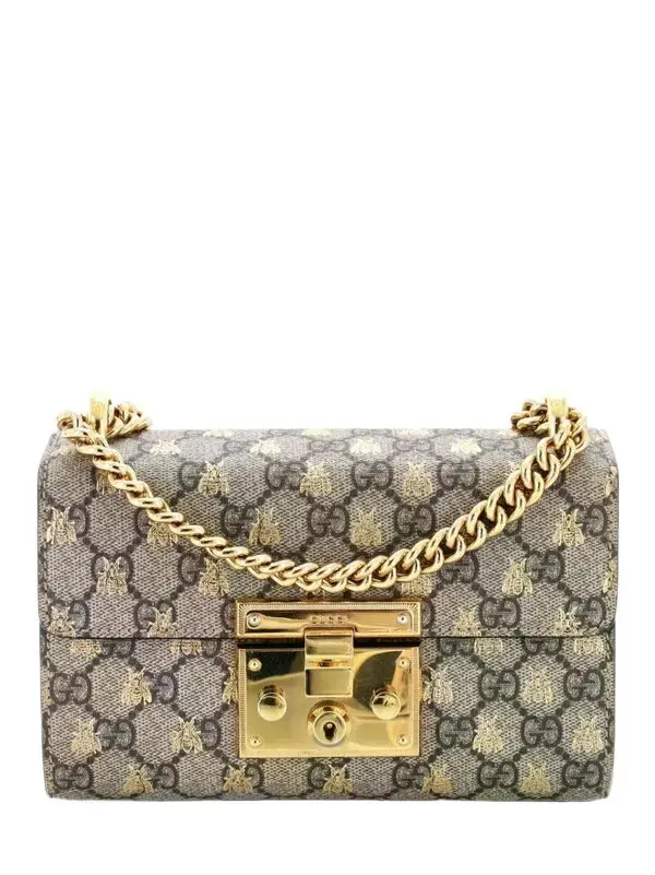 Gucci Padlock Printed Gg Coated Canvas Small Shoulder Bag - Black