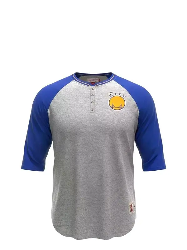 Mitchell & Ness Nba Golden State Warriors Henley T-shirt - Grey