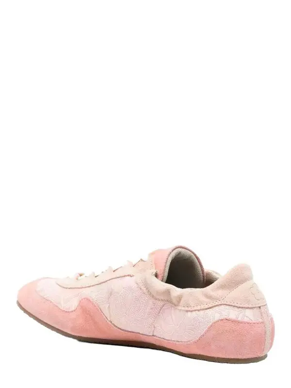 Cecilie Bahnsen Blaise Windflower-embroidered Suede Sneakers - Pink