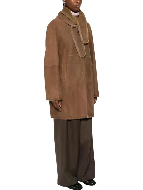 MANZONI 24 Shearling-lined Coat With Scarf Detail - Brown