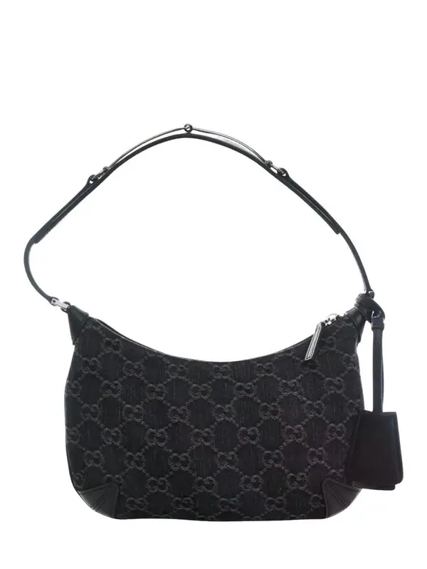 Gucci Small Gg Denim Horsebit Hobo Bag - Black