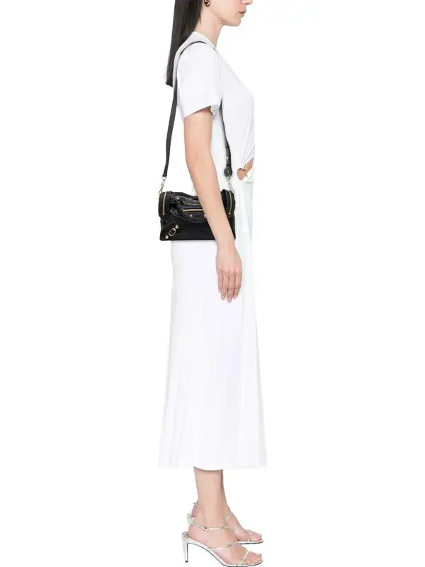 Balenciaga Mini Lambskin Leather Motocross Satchel - Black