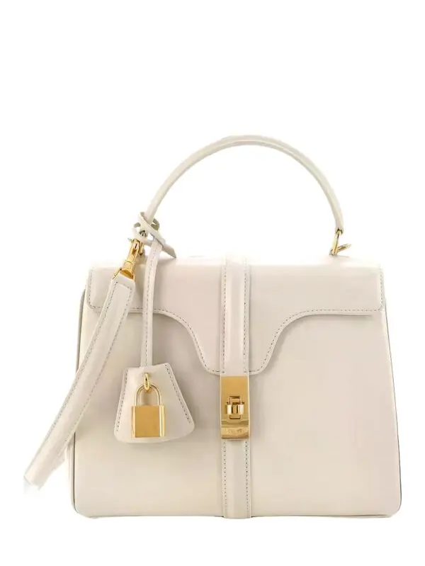 Celine 16 Top Handle Bag In Smooth Calfskin - Neutrals