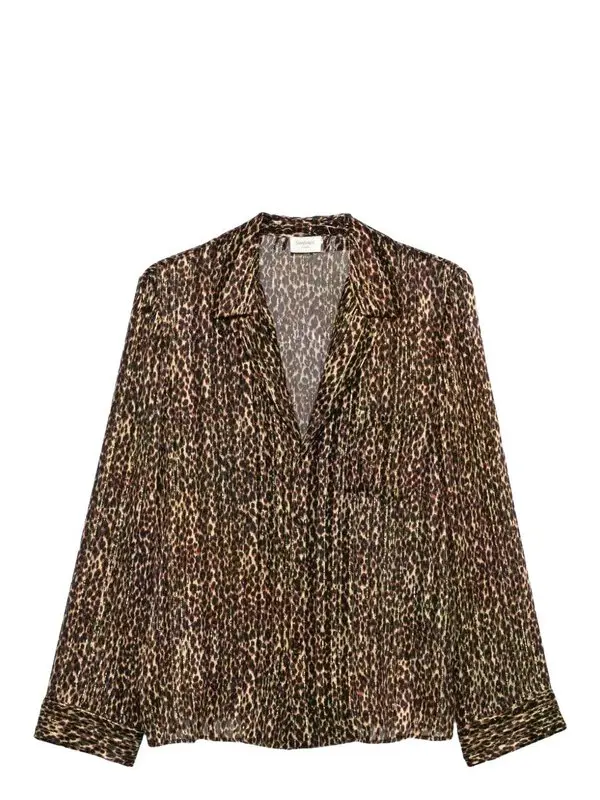 Saint Laurent Leopard-print Shirt - Brown