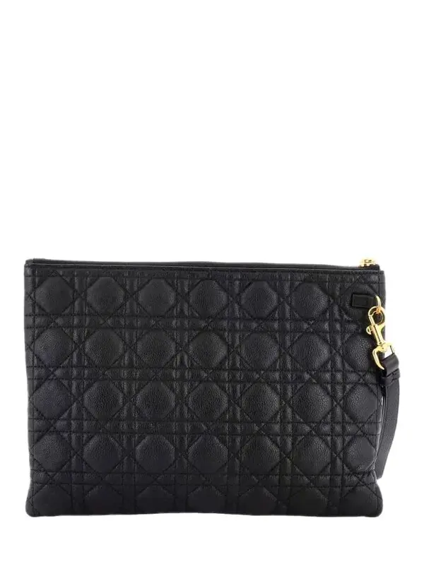 Dior Cannage Quilt Calfskin Clutch Bag - Black