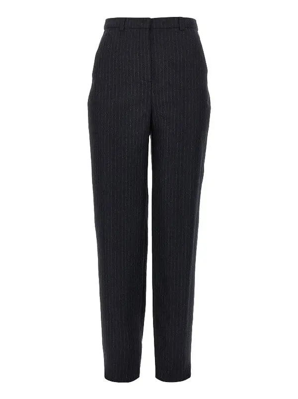 Emporio Armani Wool-blend Pinstriped Tailored Pants - Blue