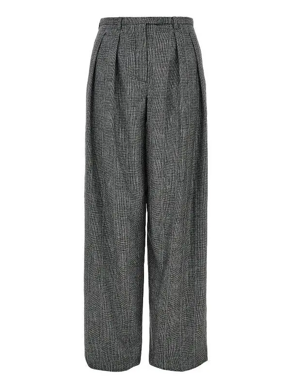 Emporio Armani Wool-blend Flannel Wide Leg Pants - Grey