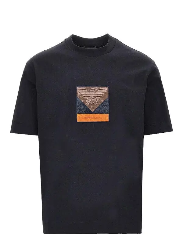 Emporio Armani Jerey T-hirt With Logo Patch - Blue