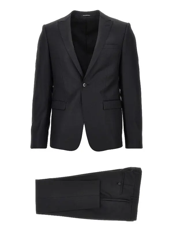 Emporio Armani Light Wool David Line Suit - Black