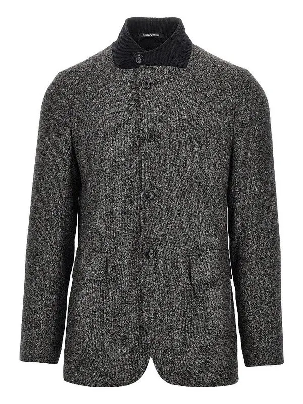 Emporio Armani Mouliné Knitted Jacket - Black