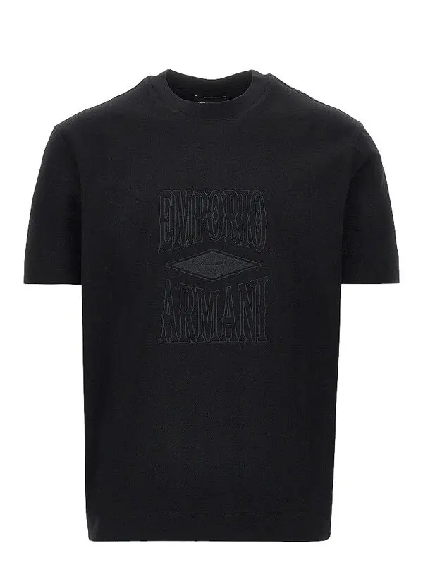 Emporio Armani Jerey T-hirt With Emboed Logo - Black
