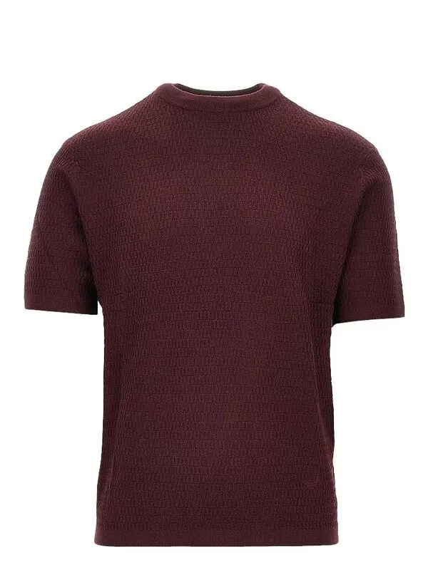 Emporio Armani Virgin Wool Knitted T-shirt - Red