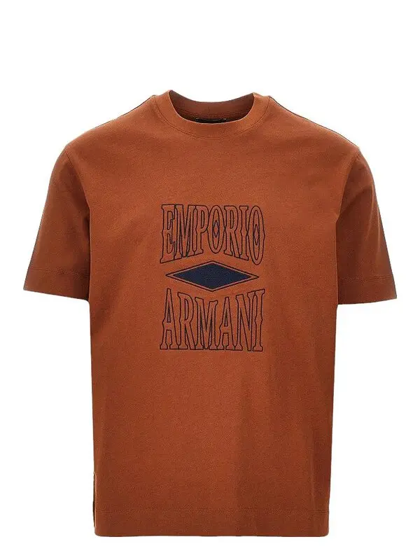 Emporio Armani Jerey T-hirt With Emboed Logo - Orange