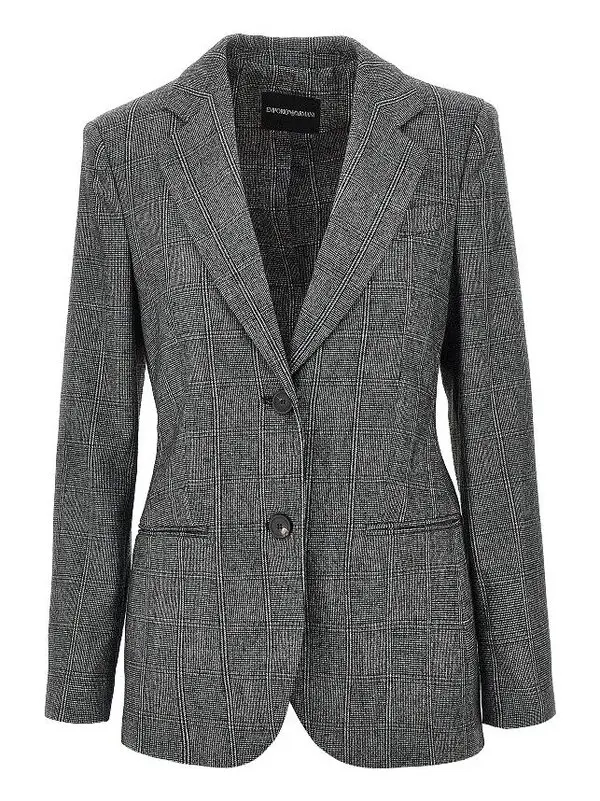 Emporio Armani Wool-blend Single-breasted Flannel Jacket - Grey