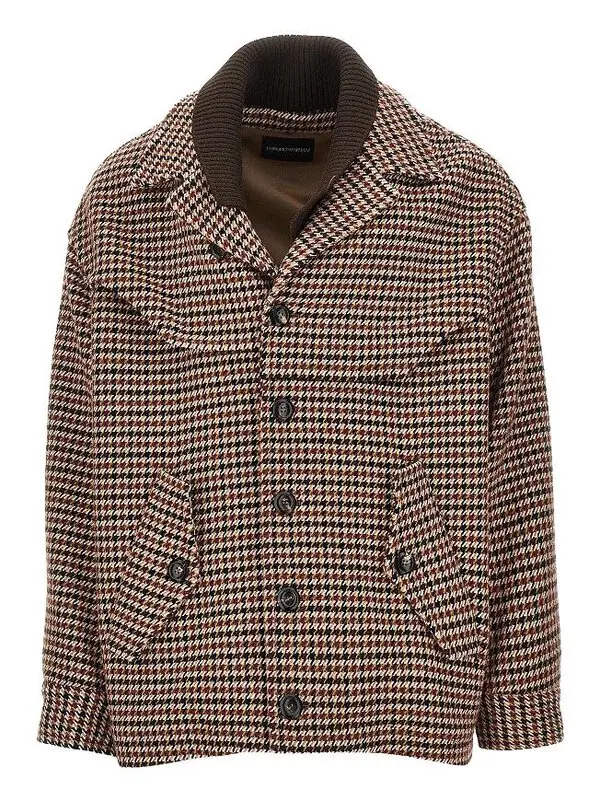 Emporio Armani Houndstooth Motif Knitted Caban - Multicolor